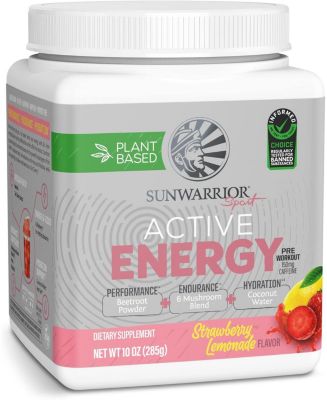 Sunwarrior Active Energy Pre-Workout Plus Hydration Powder, Strawberry ...