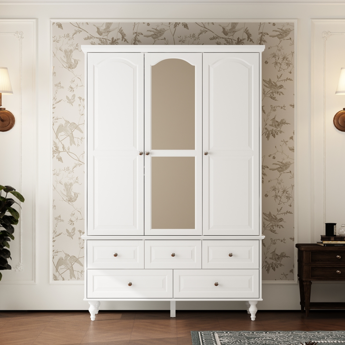 Click here for Famapy Brown Paint Big Wardrobe Armoires With Mirr... prices