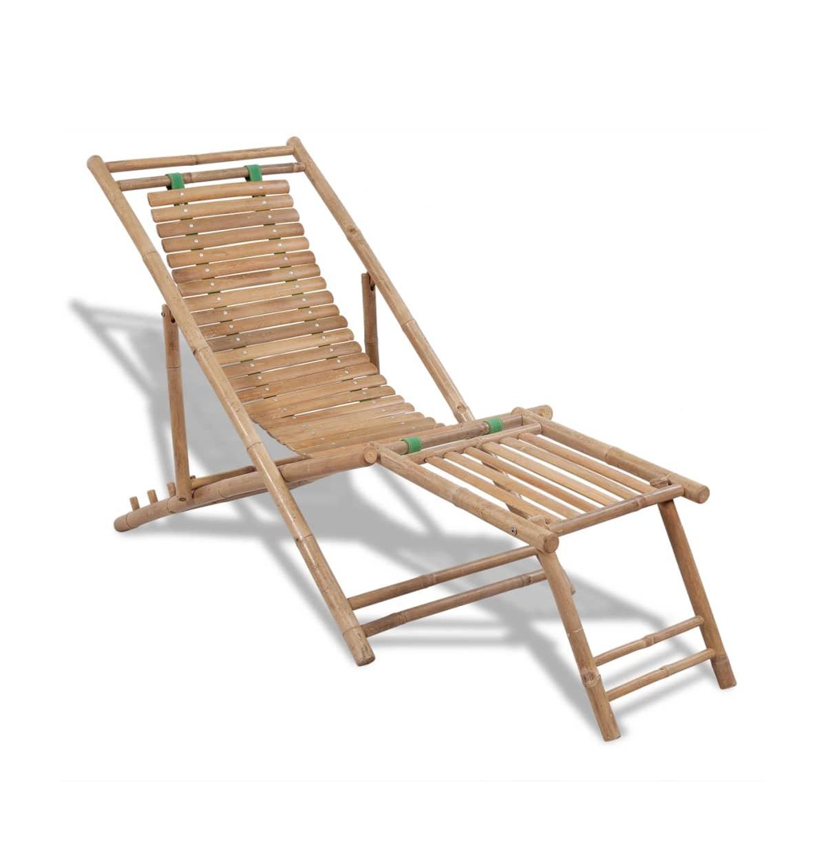 Click here for vidaXL Patio Deck Chair with Footrest Bamboo - Bro... prices