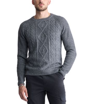 Men's Wallaby Nep Yarn Cable Knit Crewneck Sweater - Macy's