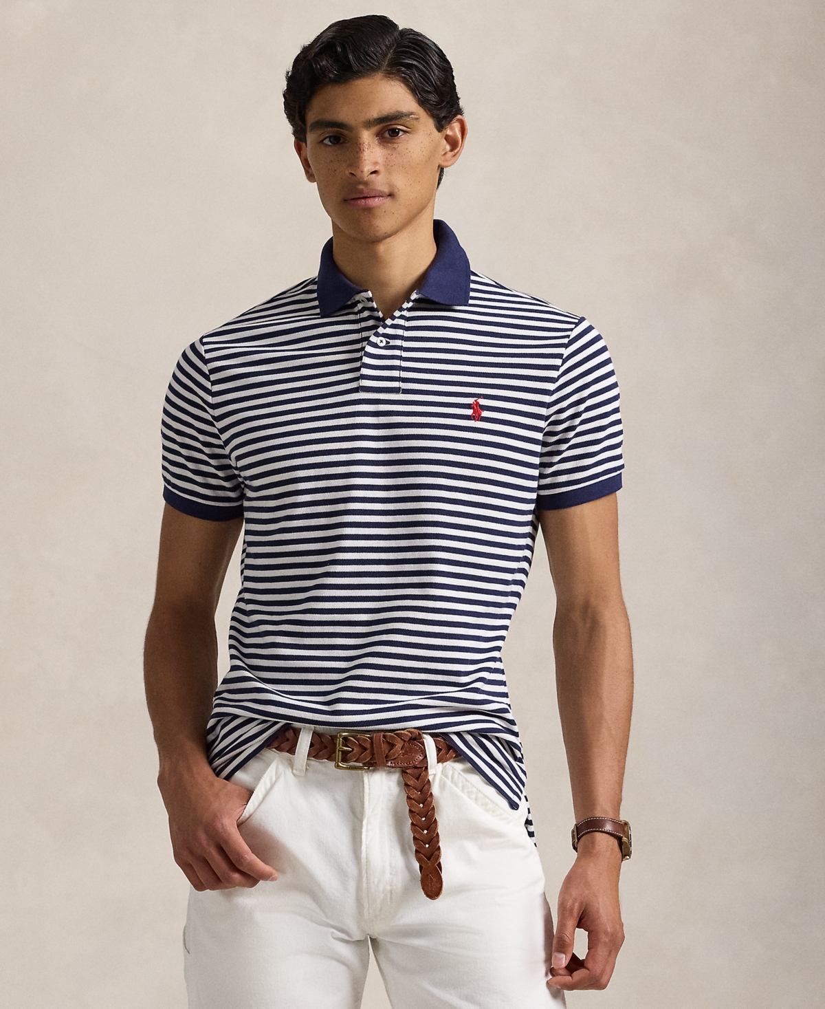 Click here for Polo Ralph Lauren Mens Classic-Fit Striped Mesh Po... prices
