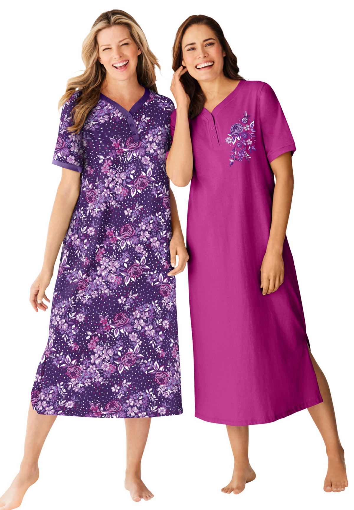 Click here for Dreams & Co. Womens Plus Size 2-Pack Long Henley S... prices