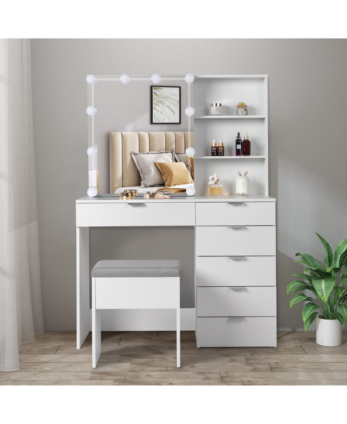 Click here for Slickblue White Dressing Table Set with 6 Pumps  2... prices