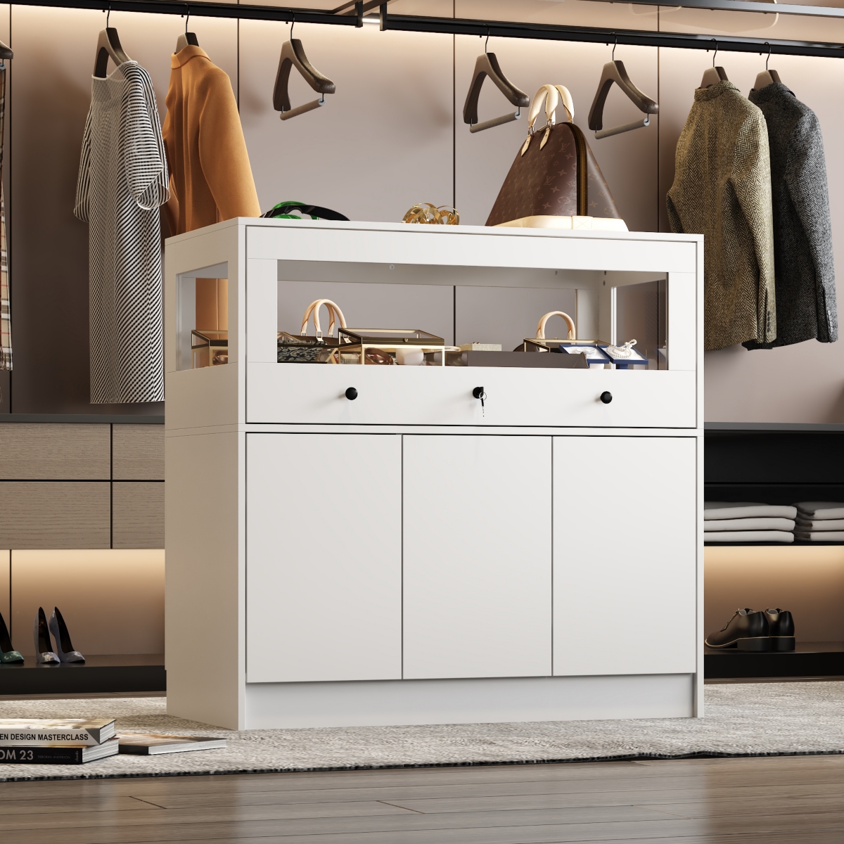Click here for Homsee Storage/Display Cabinet with Glass Top   Be... prices