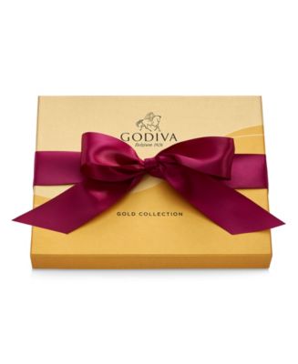 Godiva Gold Ballotin Chocolate Gift Box with Solid Wine Ribbon, 18 ...
