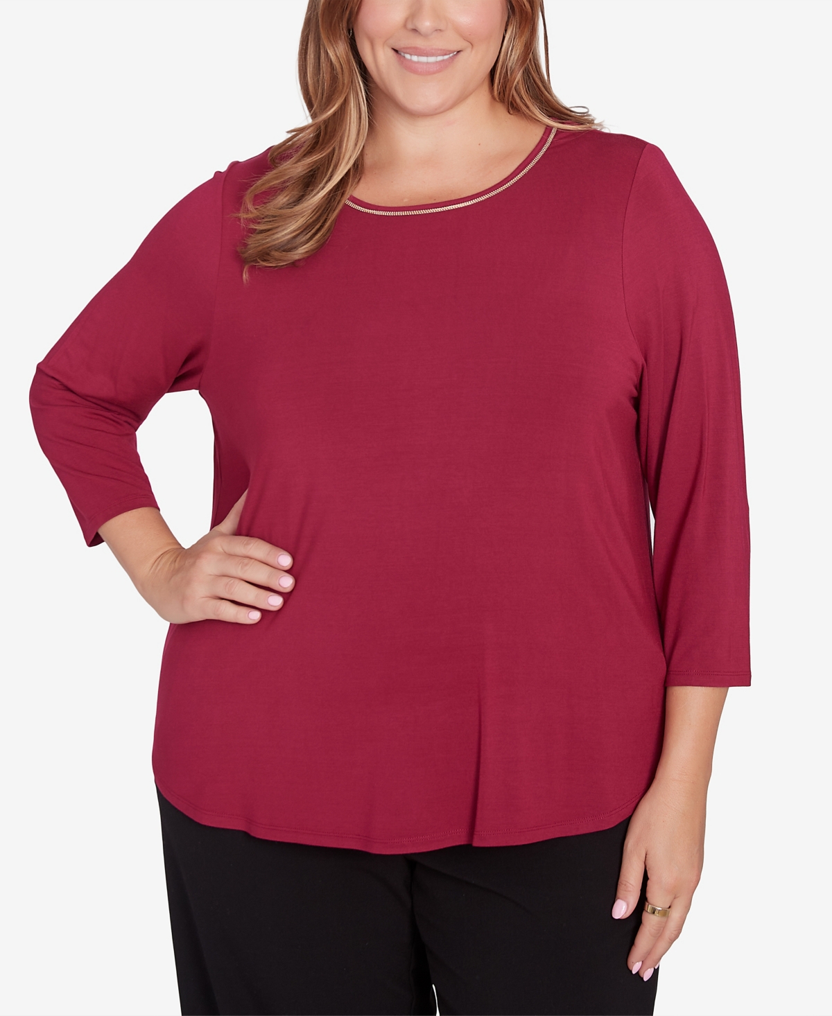 Click here for Ruby Rd. Plus Size Berry Chain Embellished Solid K... prices