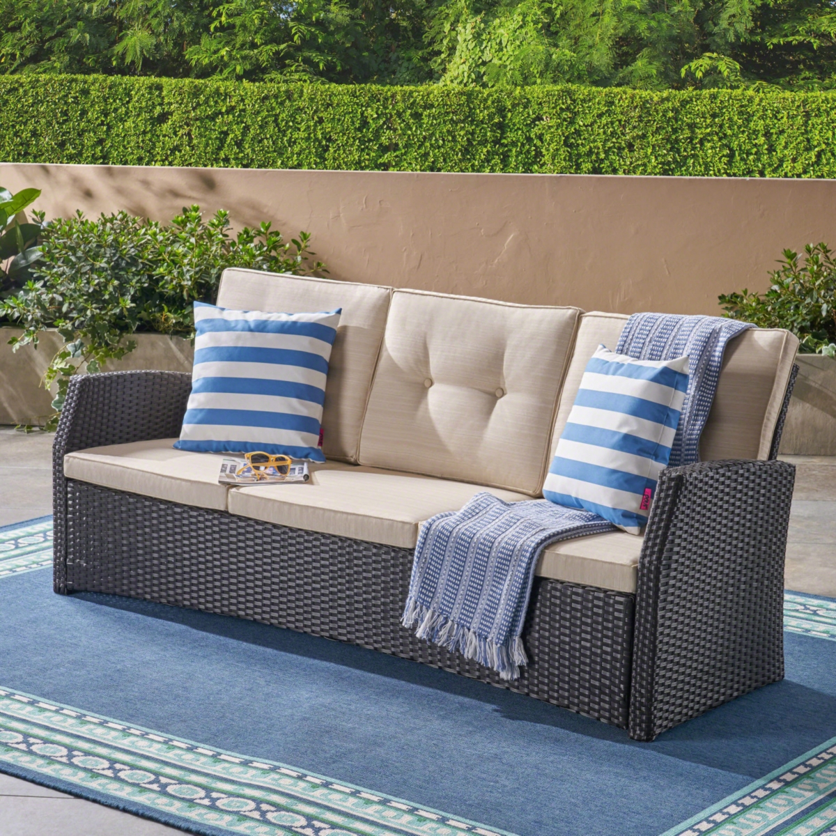 Click here for Weather-Resistant 3-Seater Outdoor Sofa With Steel... prices