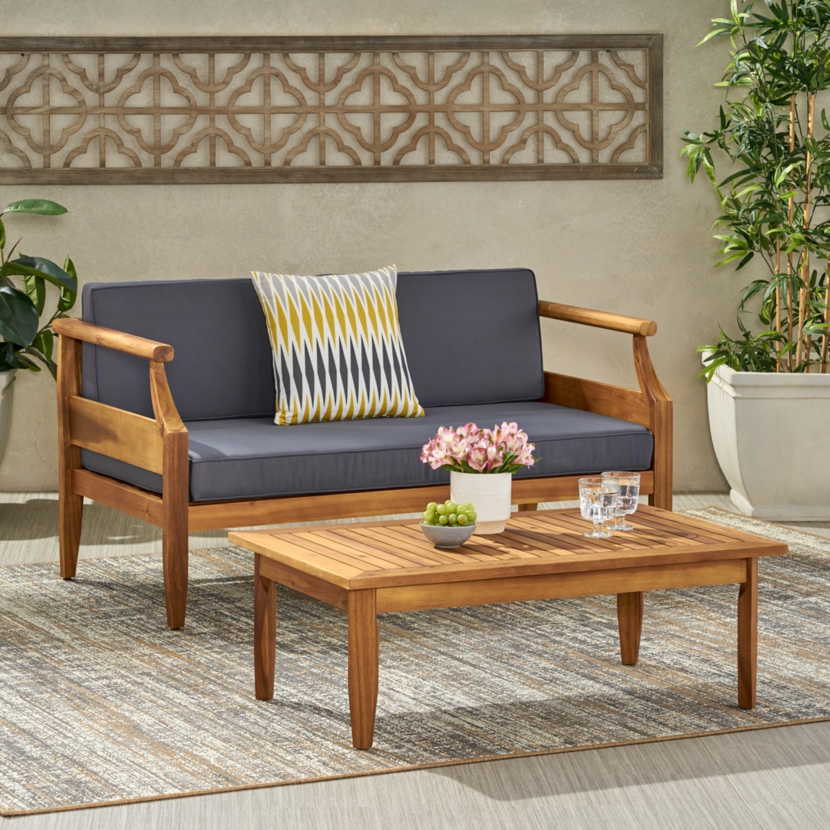 Click here for Aston Acacia Wood Outdoor Loveseat Set_Loveseat&Co... prices