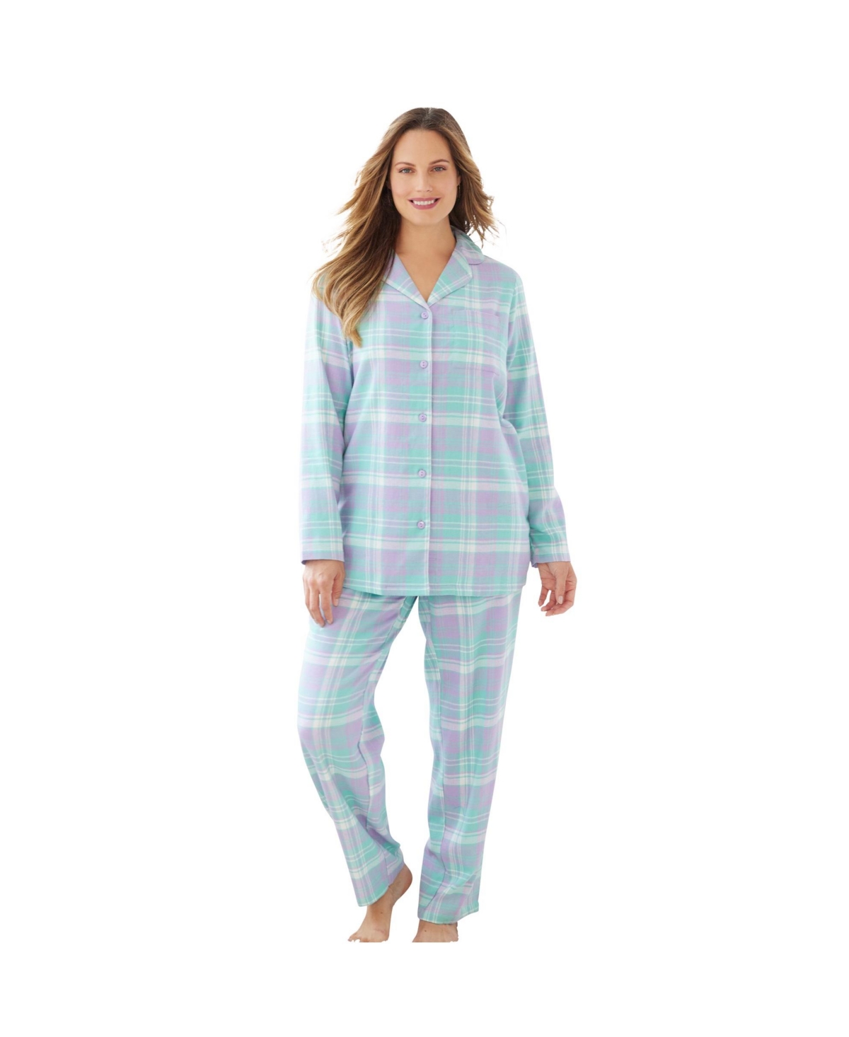 Click here for Dreams & Co. Plus Size Classic Flannel Pajama Set... prices