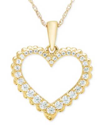 Diamond Open Graduated Heart 18" Pendant Necklace (1/4 ct. t.w.) in 14k ...