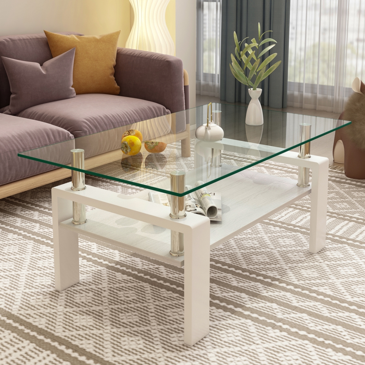 Click here for Streamdale Modern Glass Rectangle Coffee Table - T... prices