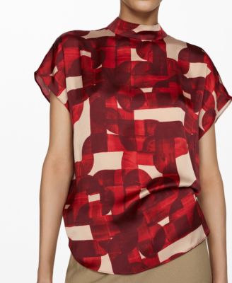 Mango Women's Short Sleeve Printed Blouse - Macy's