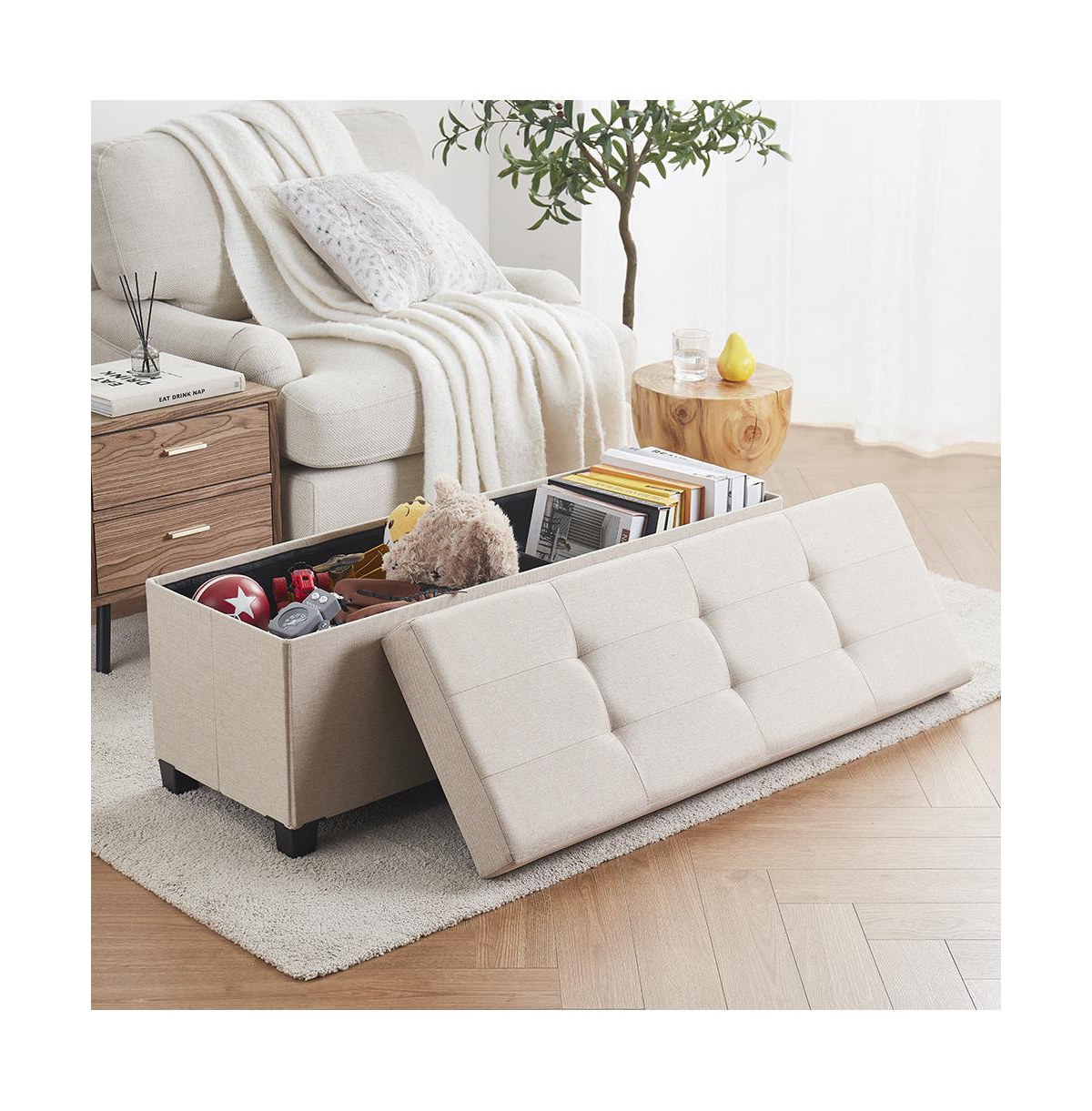 Click here for Ornavo Home Foldable Tufted 43 Inch Long Linen Ben... prices