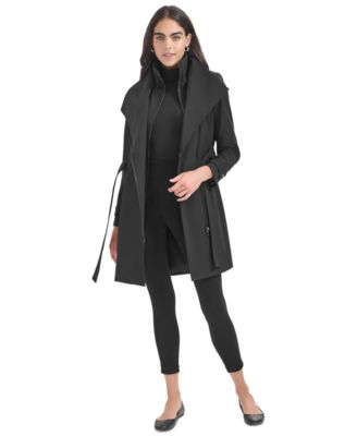 Calvin klein belted wrap coat black store