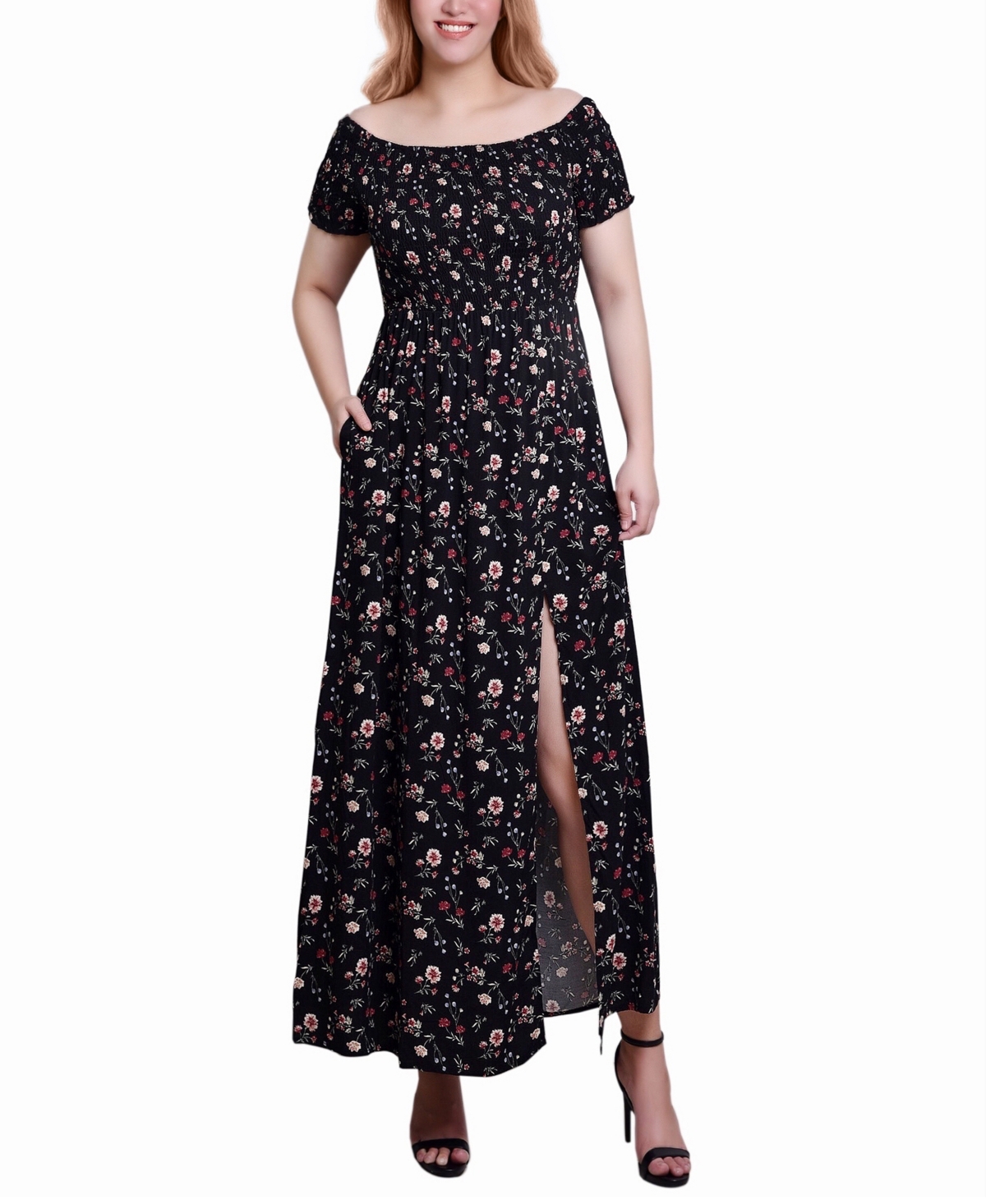 Click here for Ny Collection Womens Smocked Bodice Maxi Dress - B... prices