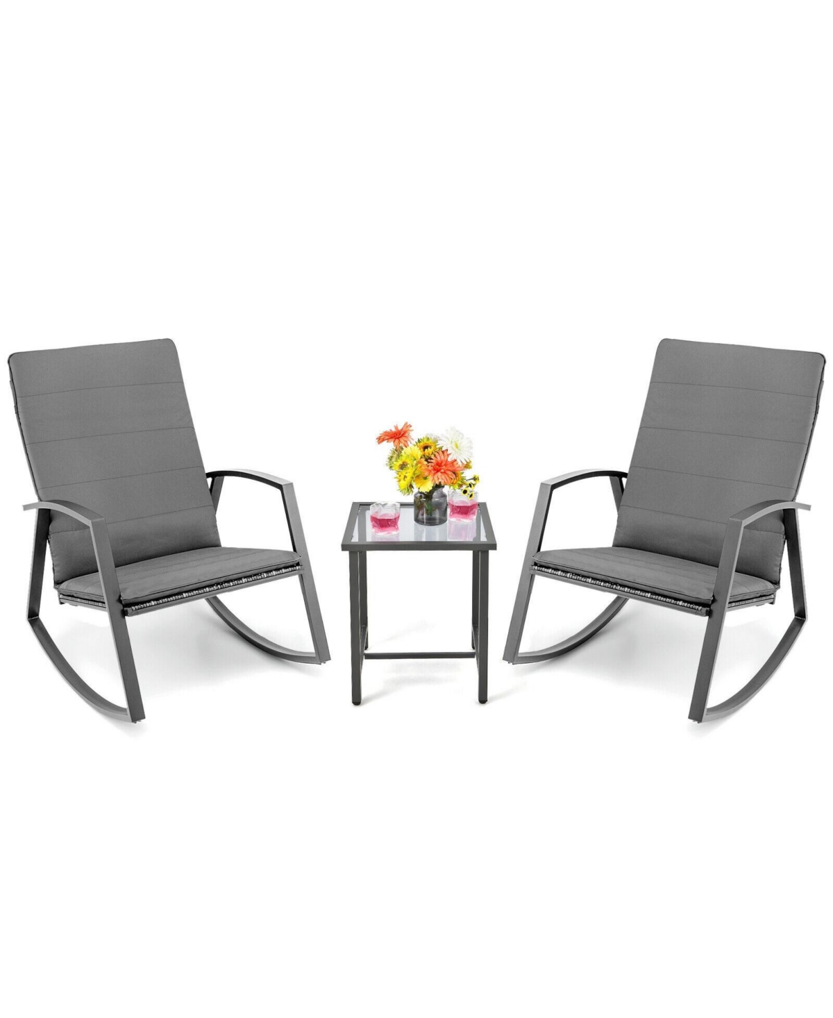 Click here for Skonyon 3 Pieces Patio Rattan Rocking Furniture Se... prices