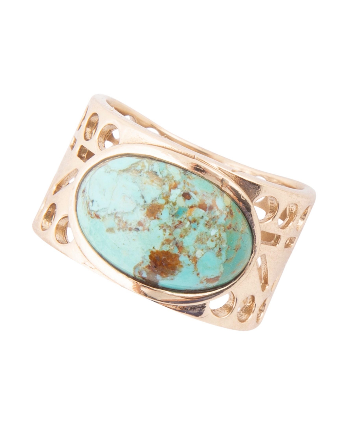 Click here for Barse Open Genuine Blue Turquoise Bronze Oval Ring... prices