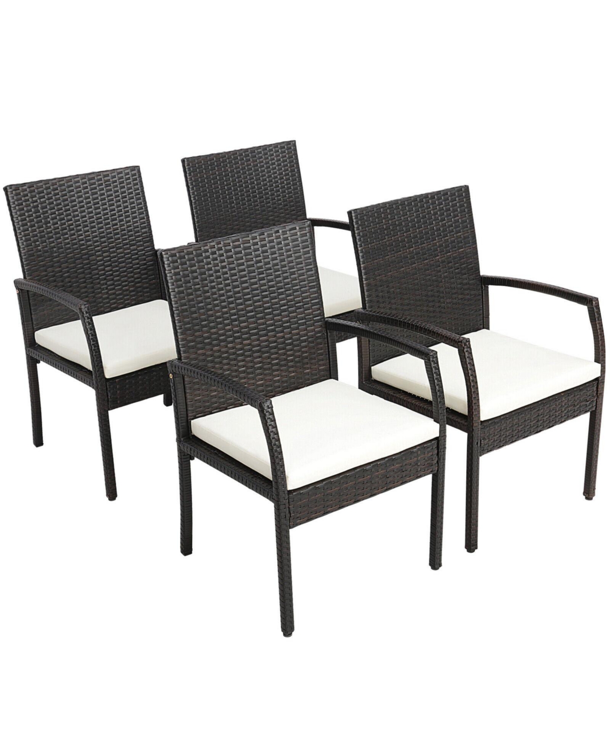 Click here for Sugift 4 Pieces Patio Wicker Dining Armchair Set w... prices