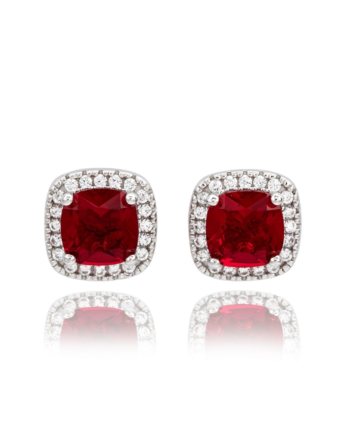 Click here for Suzy Levian Sterling Silver Cushion Cut Red Cubic... prices