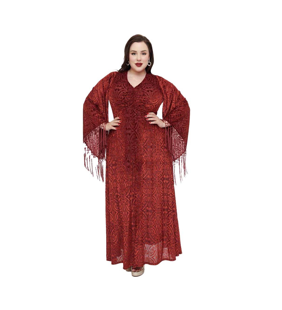 Click here for Smak Parlour Plus Size Fringed Long Bell Sleeved R... prices