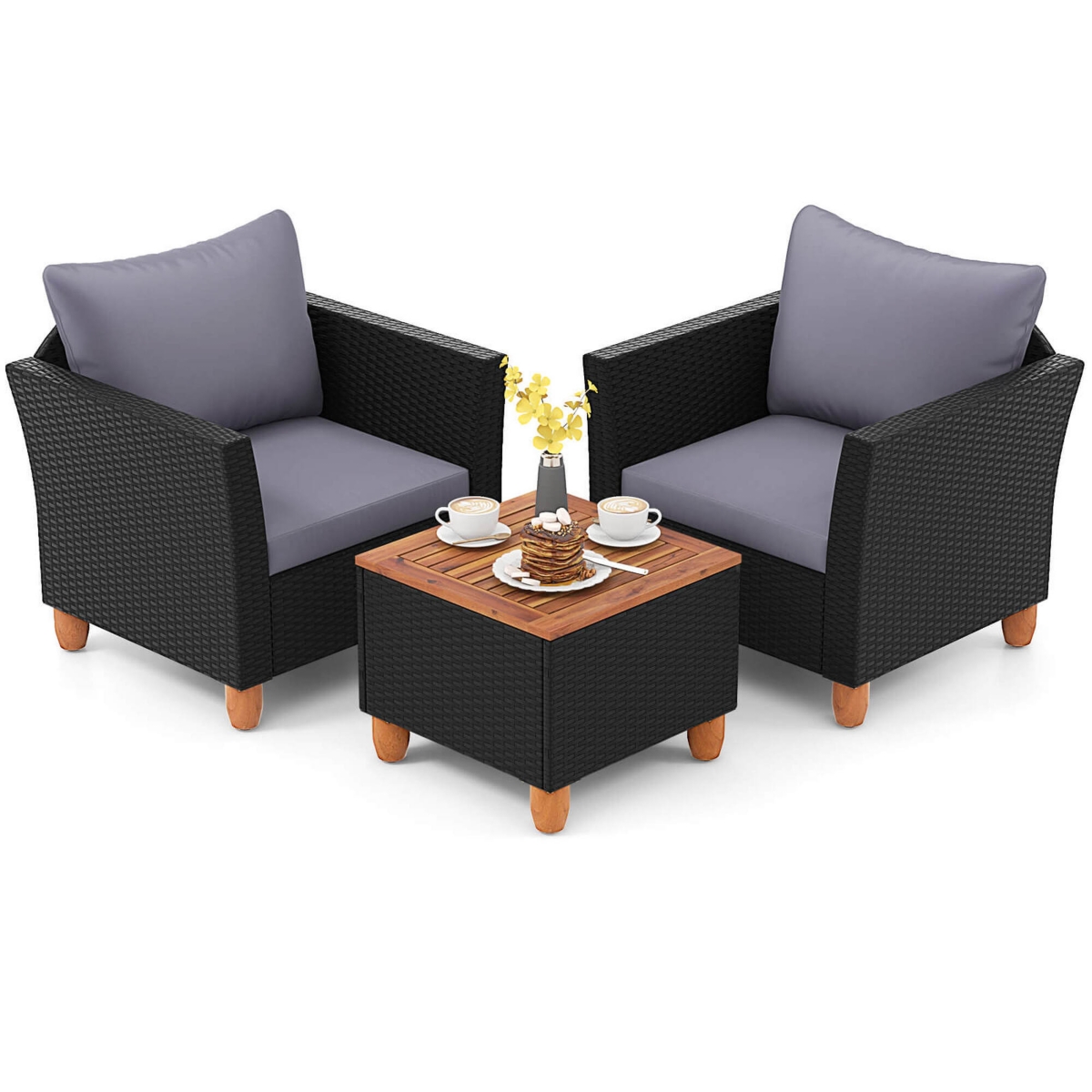 Click here for Costway 3 Pcs Patio Rattan Furniture Set Cushioned... prices