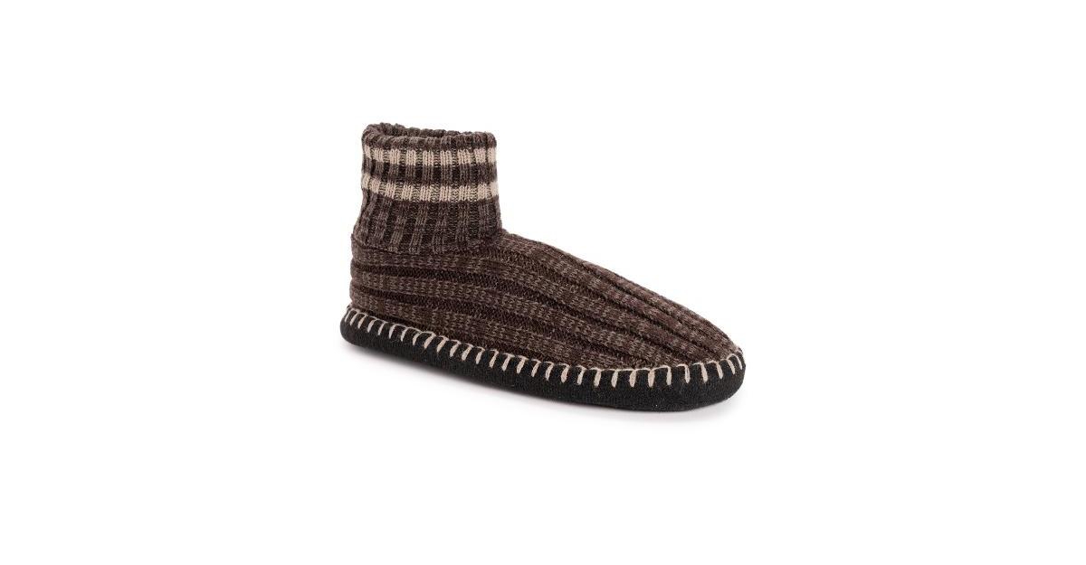 Click here for Muk Luks Mens Cuff Bootie Slipper - Brown marl prices