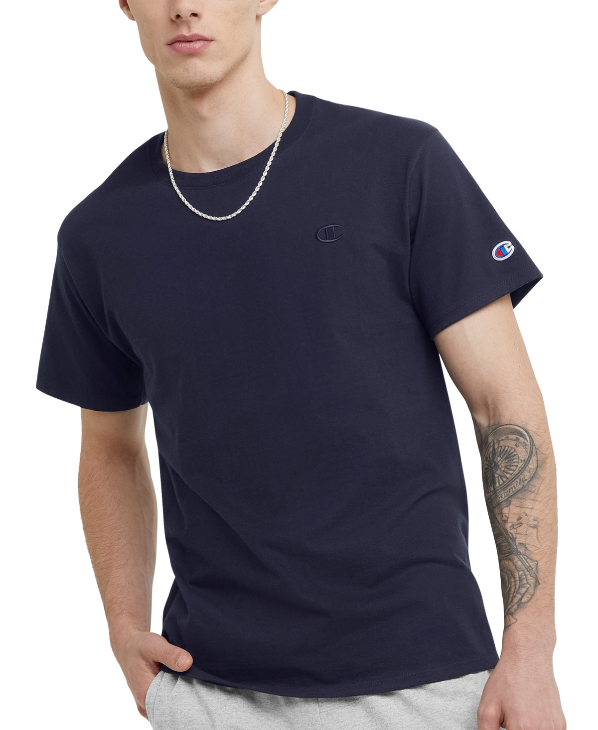 Click here for Champion Mens Cotton Jersey T-Shirt - Navy prices