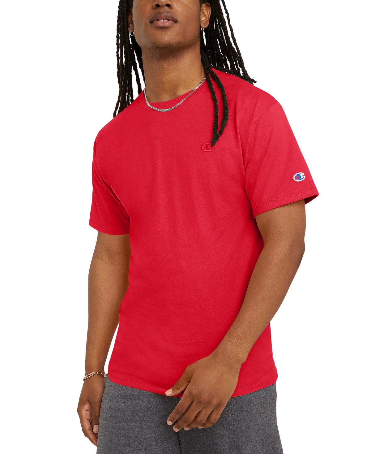 Click here for Champion Mens Cotton Jersey T-Shirt - Scarlet prices