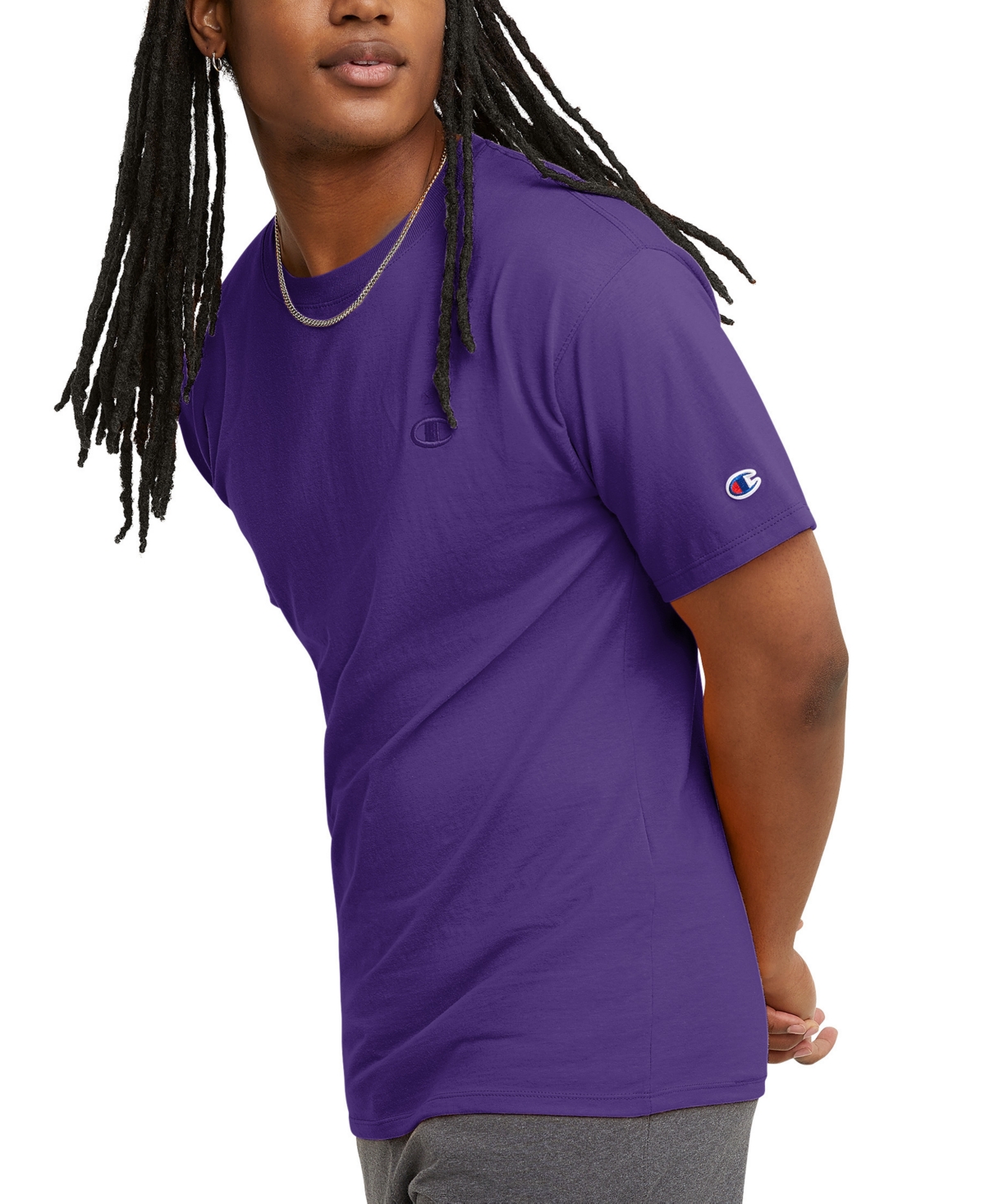 Click here for Champion Mens Cotton Jersey T-Shirt - Purple prices