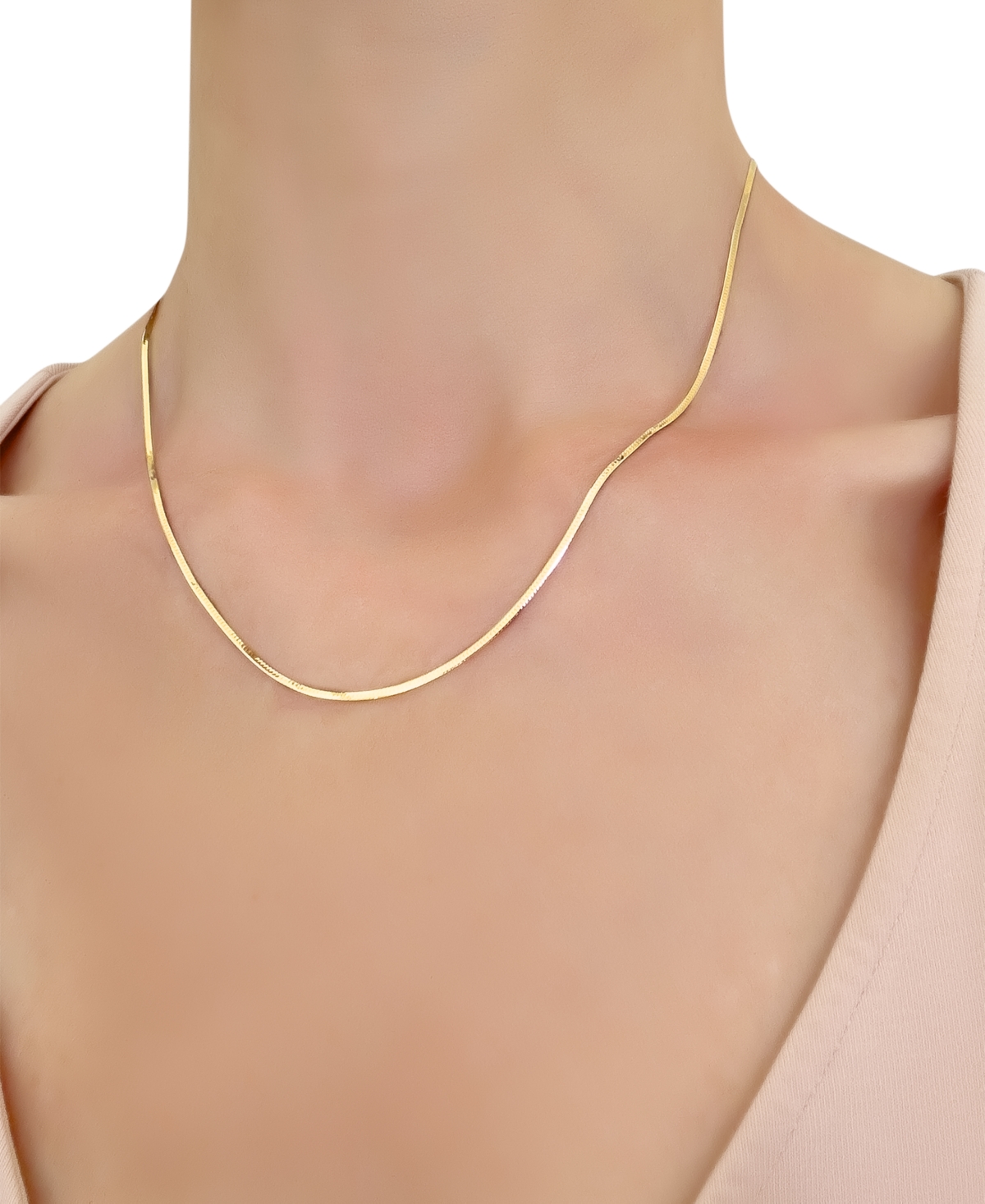 Macy s 18 Flat Herringbone Chain Necklace 1 1 4mm in 14k Gold Yellow Gold Smart Closet
