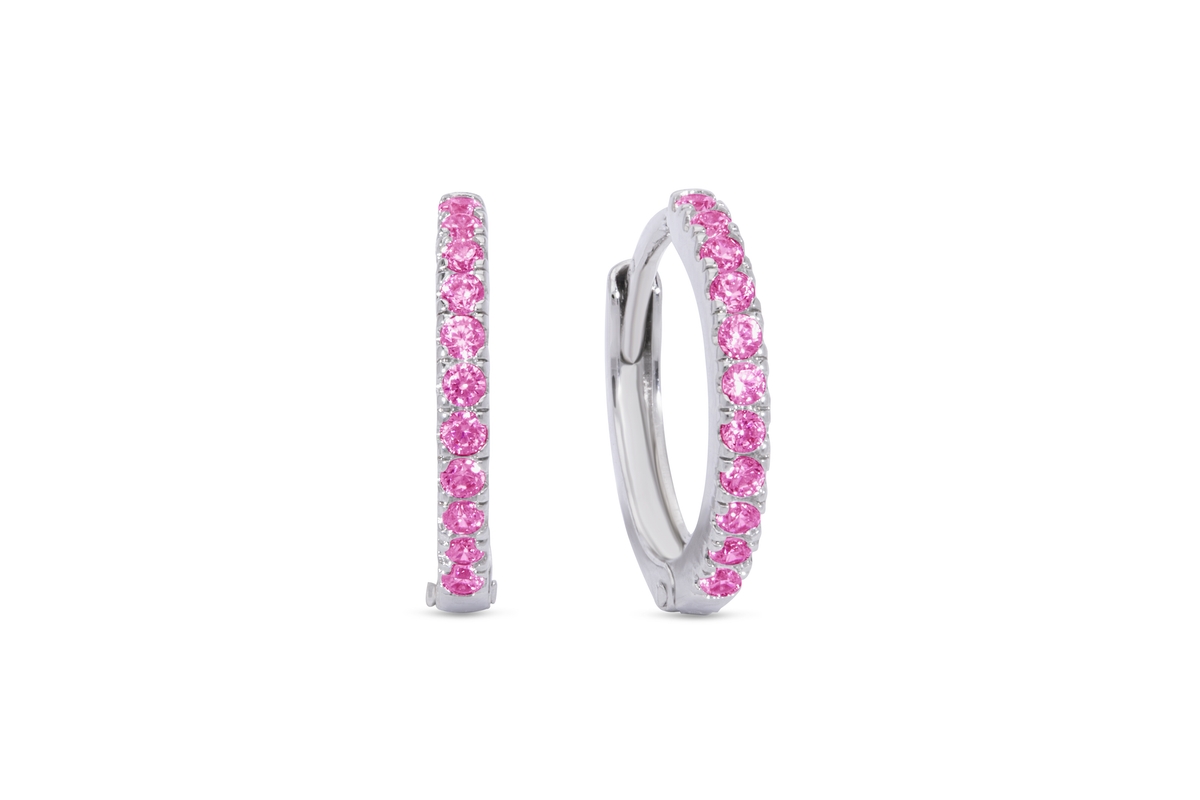 Click here for Lily Nily Girls Pink Cz Hinged Hoop Earrings - Pin... prices