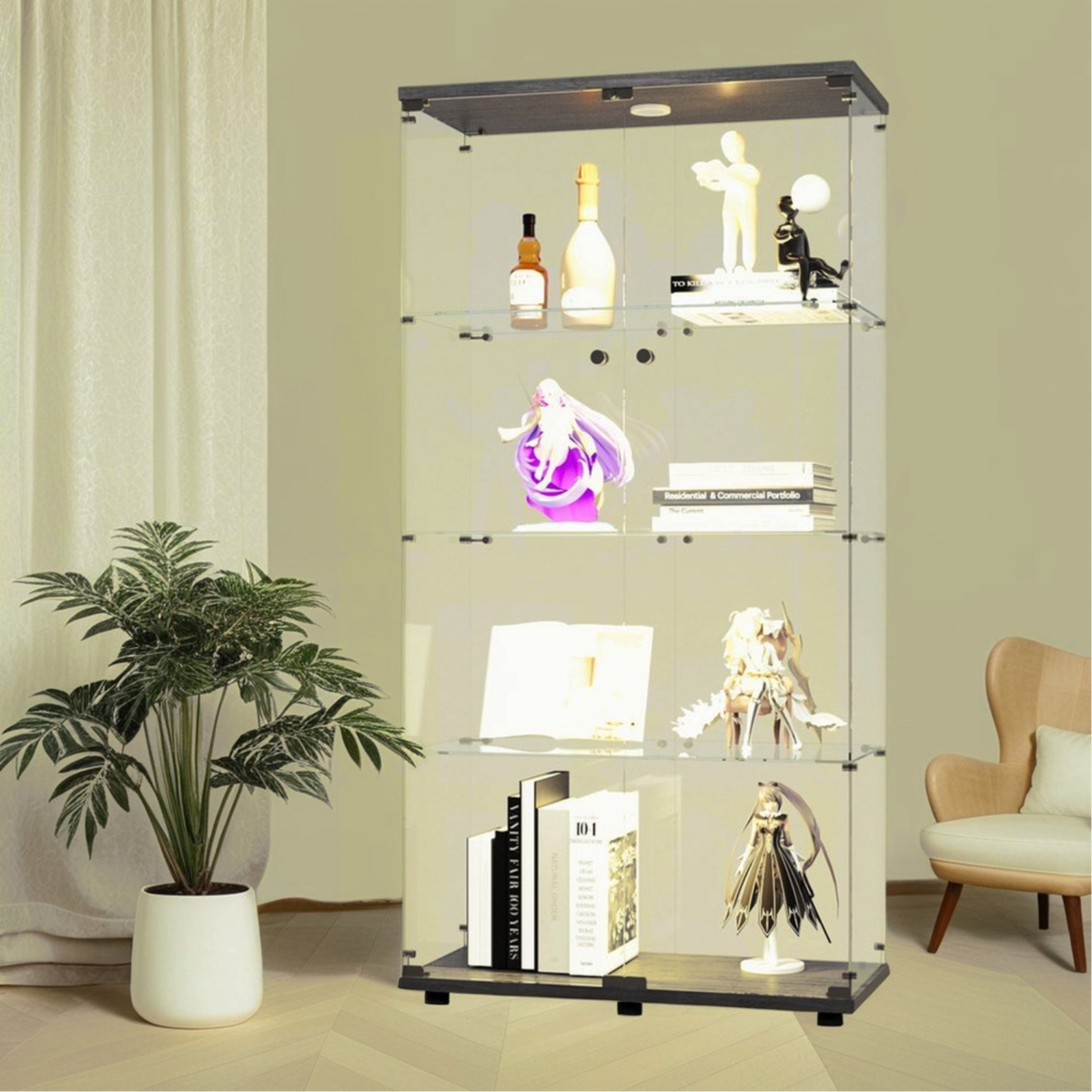 Click here for Streamdale Lighted Glass Display Cabinet with Shel... prices