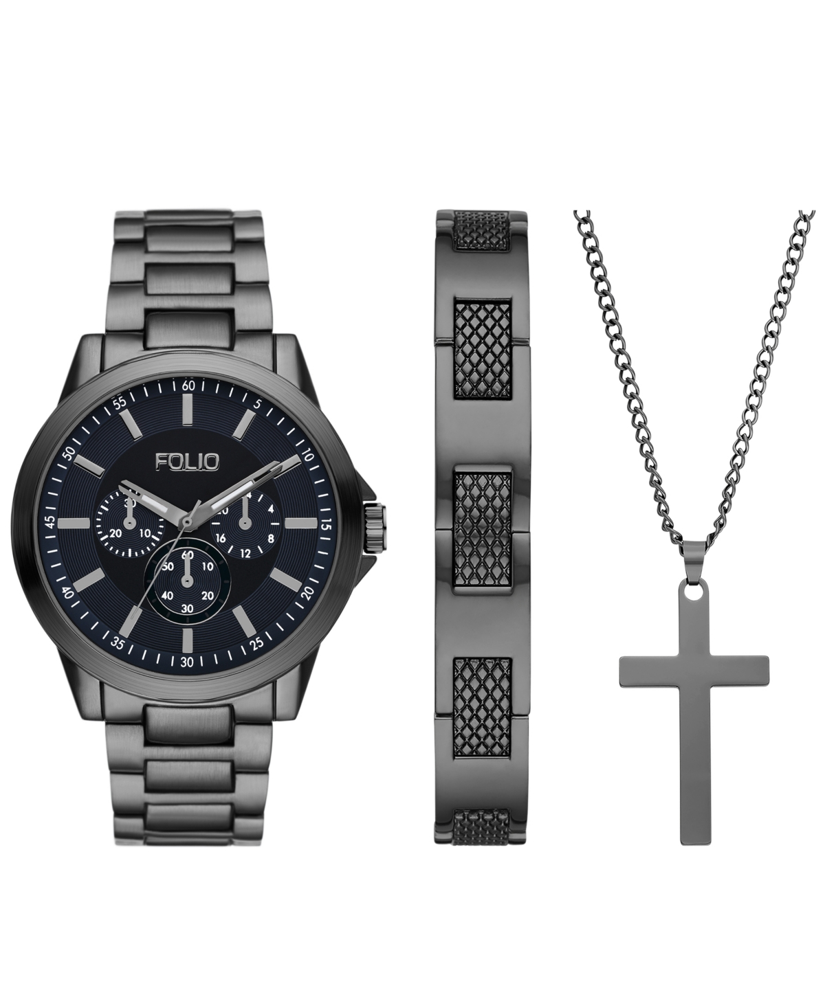 Click here for Folio Mens Three Hand Gunmetal Alloy Watch  45mm -... prices