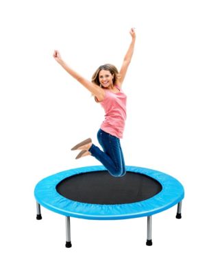 Gymax 38'' Folding Mini Trampoline Fitness Rebounder w/ Safety Pad Pink ...