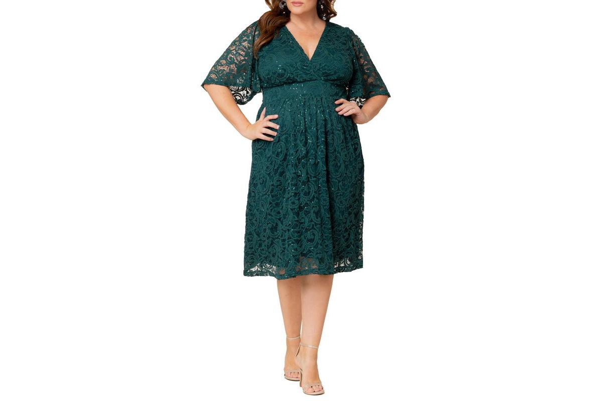 Click here for Kiyonna Plus Size Starry Sequin Lace Cocktail Dres... prices