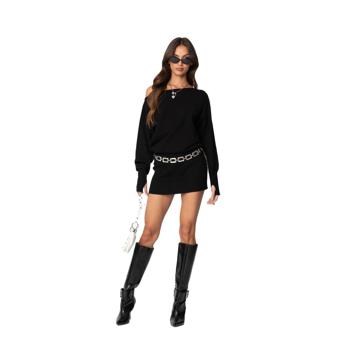 Click here for Edikted Womens Eve Off Shoulder Knit Mini Dress -... prices
