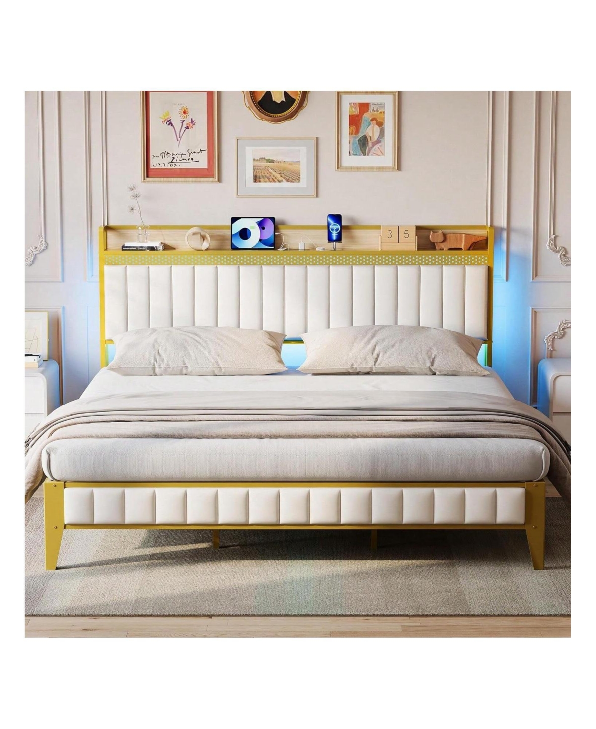 Click here for gaomon Full/Queen/King Size Bed Frame With Chargin... prices