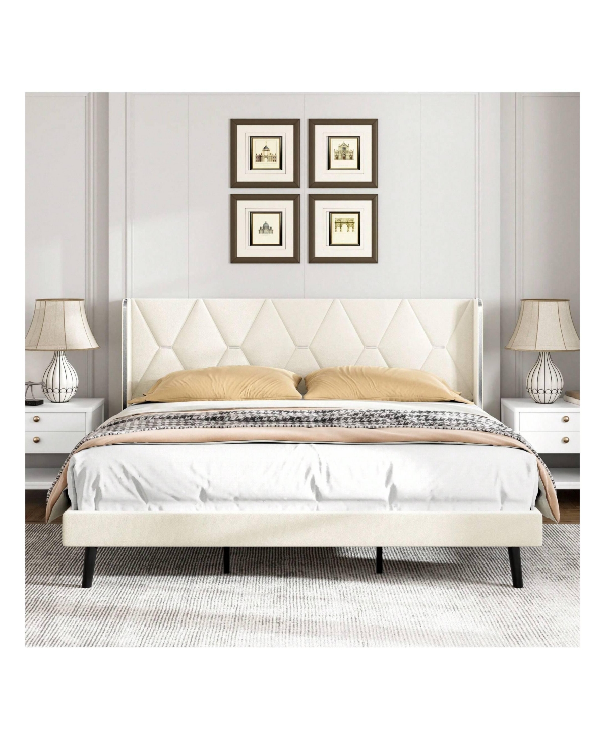 Click here for gaomon Full/Queen/King Size Bed Frame  Velvet Plat... prices