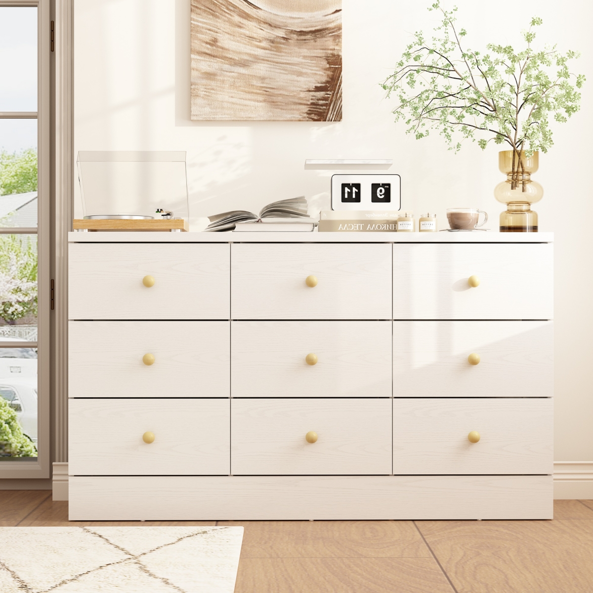 Click here for Homsee White Elegant Dresser With 9 Drawers - Whit... prices