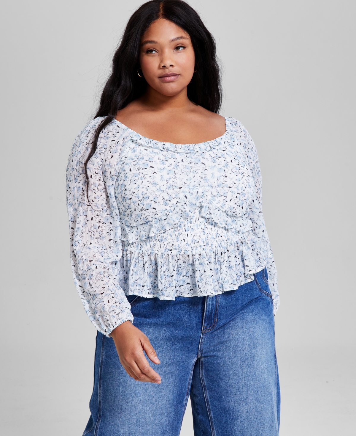 Click here for And Now This Trendy Plus Size Printed Ruffled Blou... prices