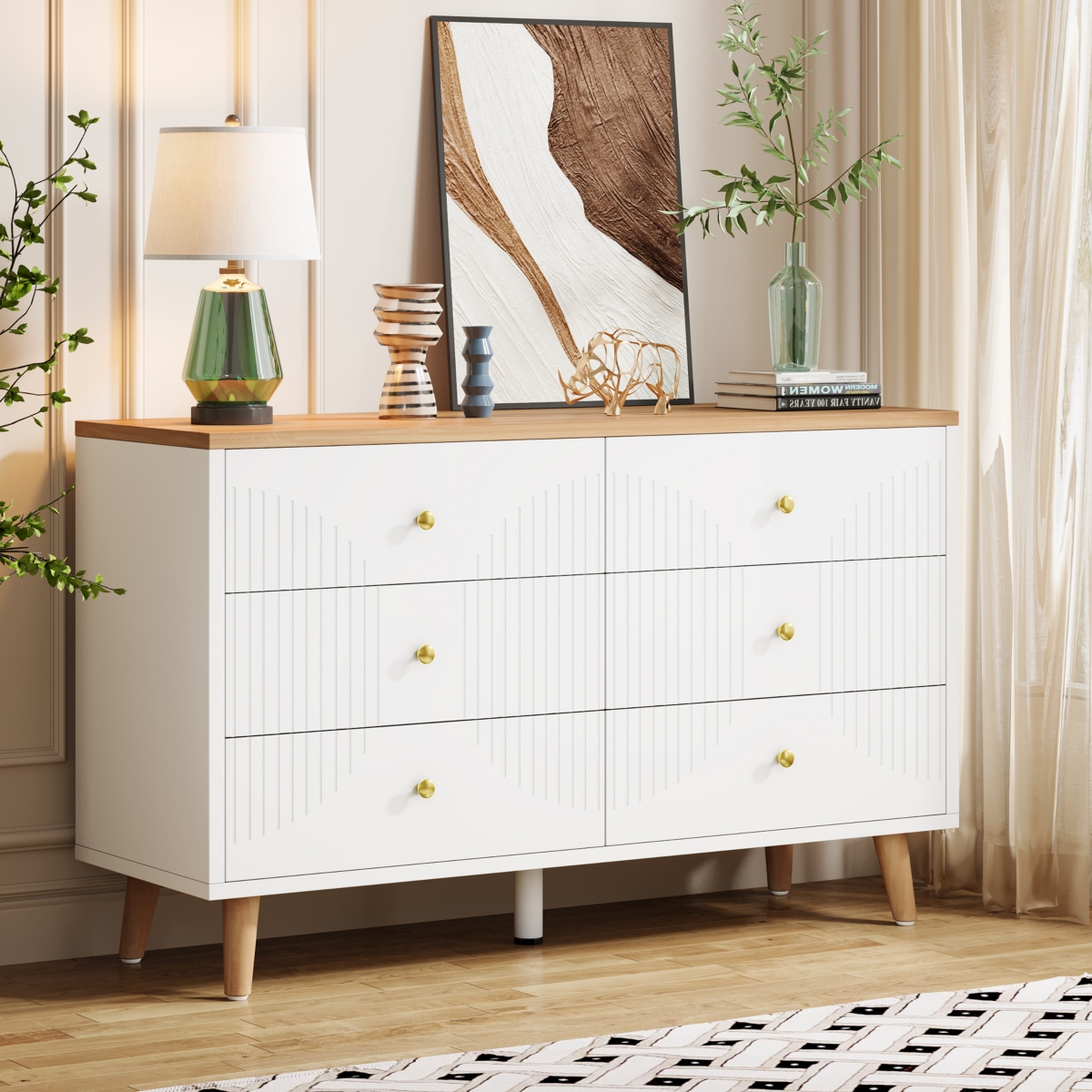 Click here for Tribesigns 6 Drawer Dresser  47 Modern Wood Storag... prices
