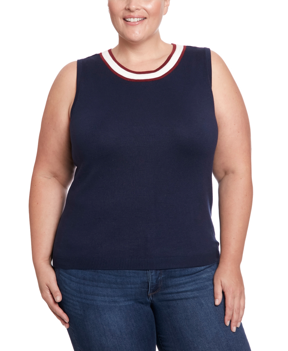 Click here for Joseph A Plus Size Sweater Tank with Tipping - Nav... prices