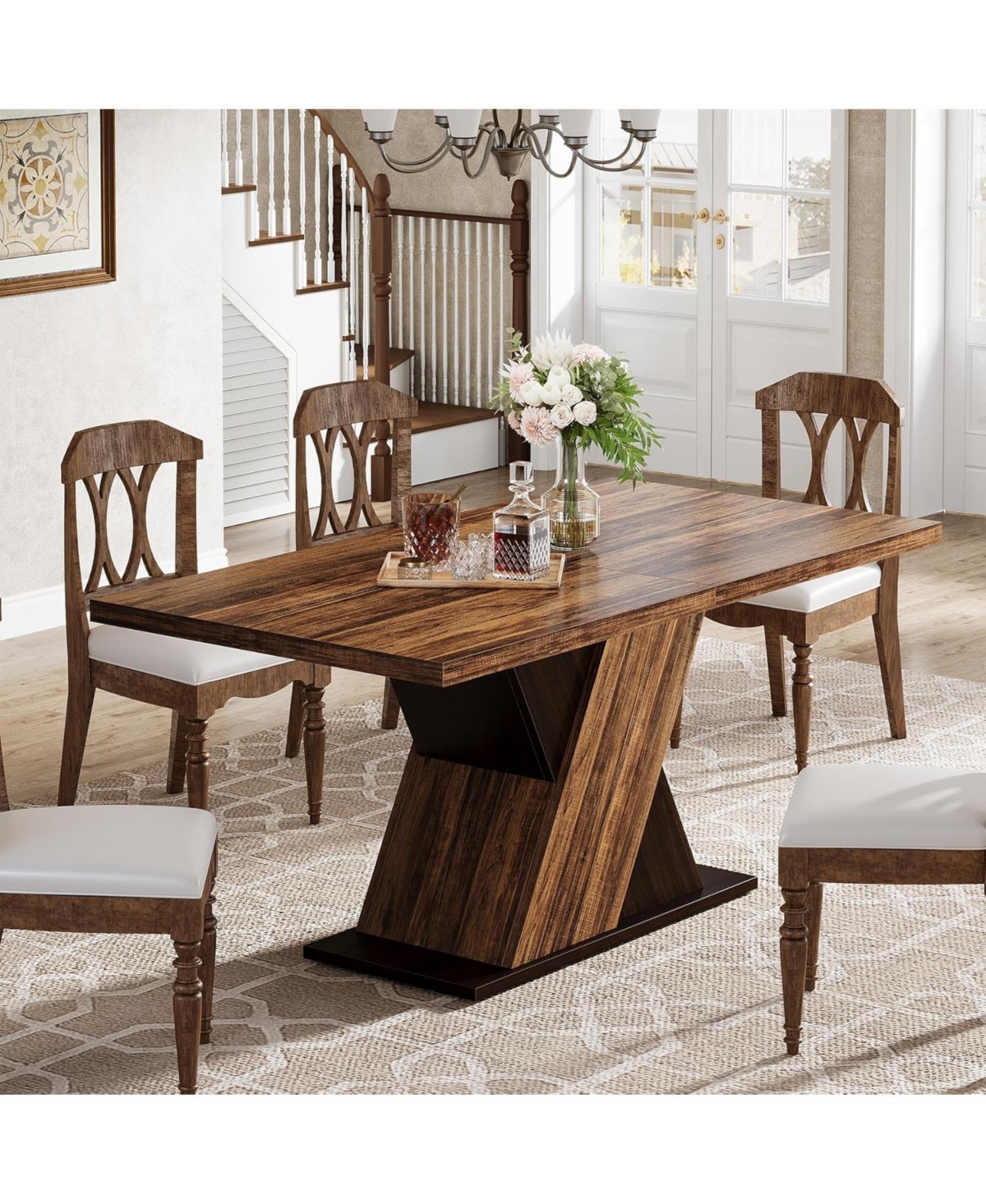 Click here for Tribesigns Farmhouse Dining Table for 4-6 People... prices