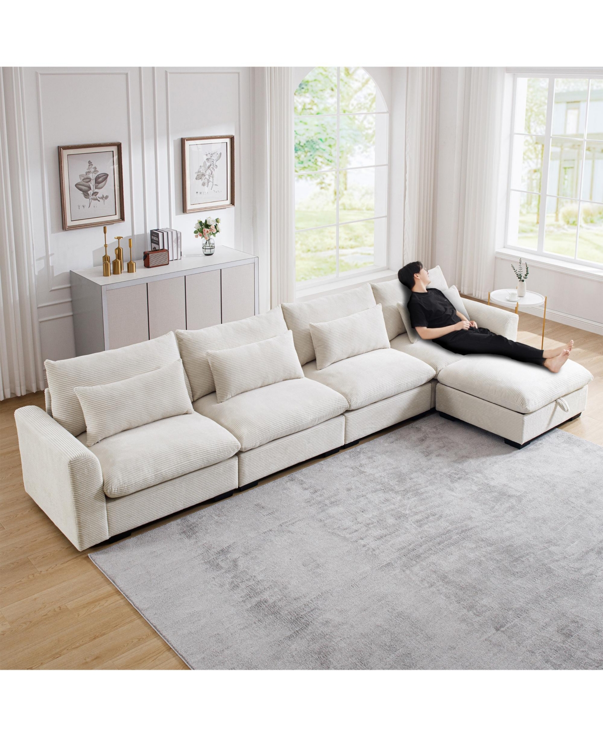Click here for Streamdale Furniture Large L Shape Sectional Cordu... prices