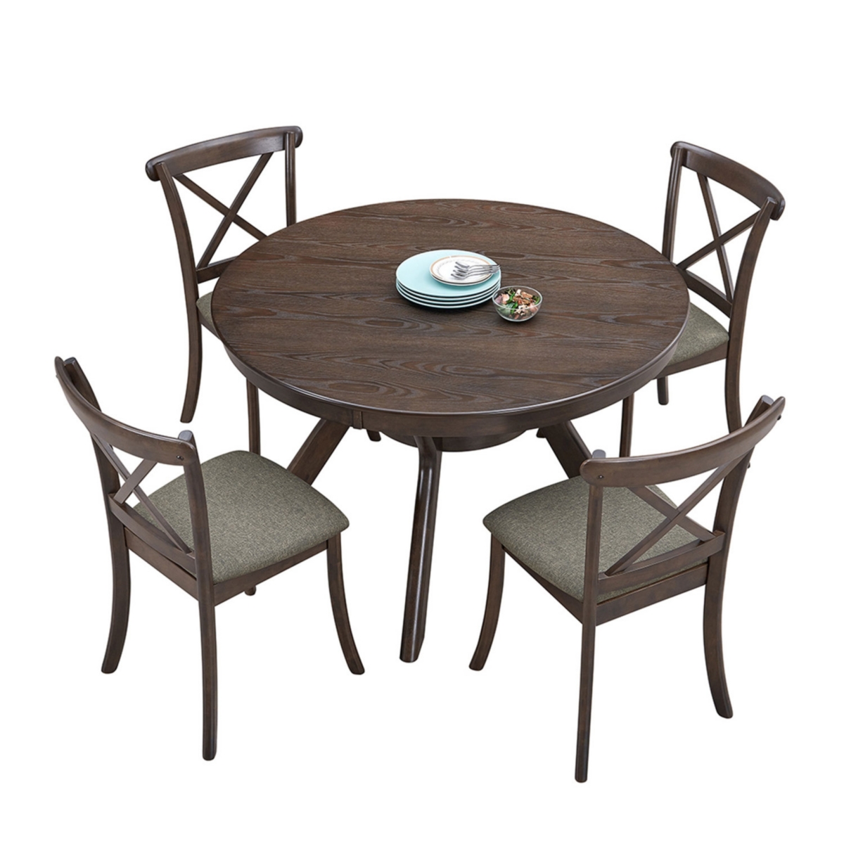 Click here for Streamdale Dark Brown Mid-Century Round Dining Set... prices