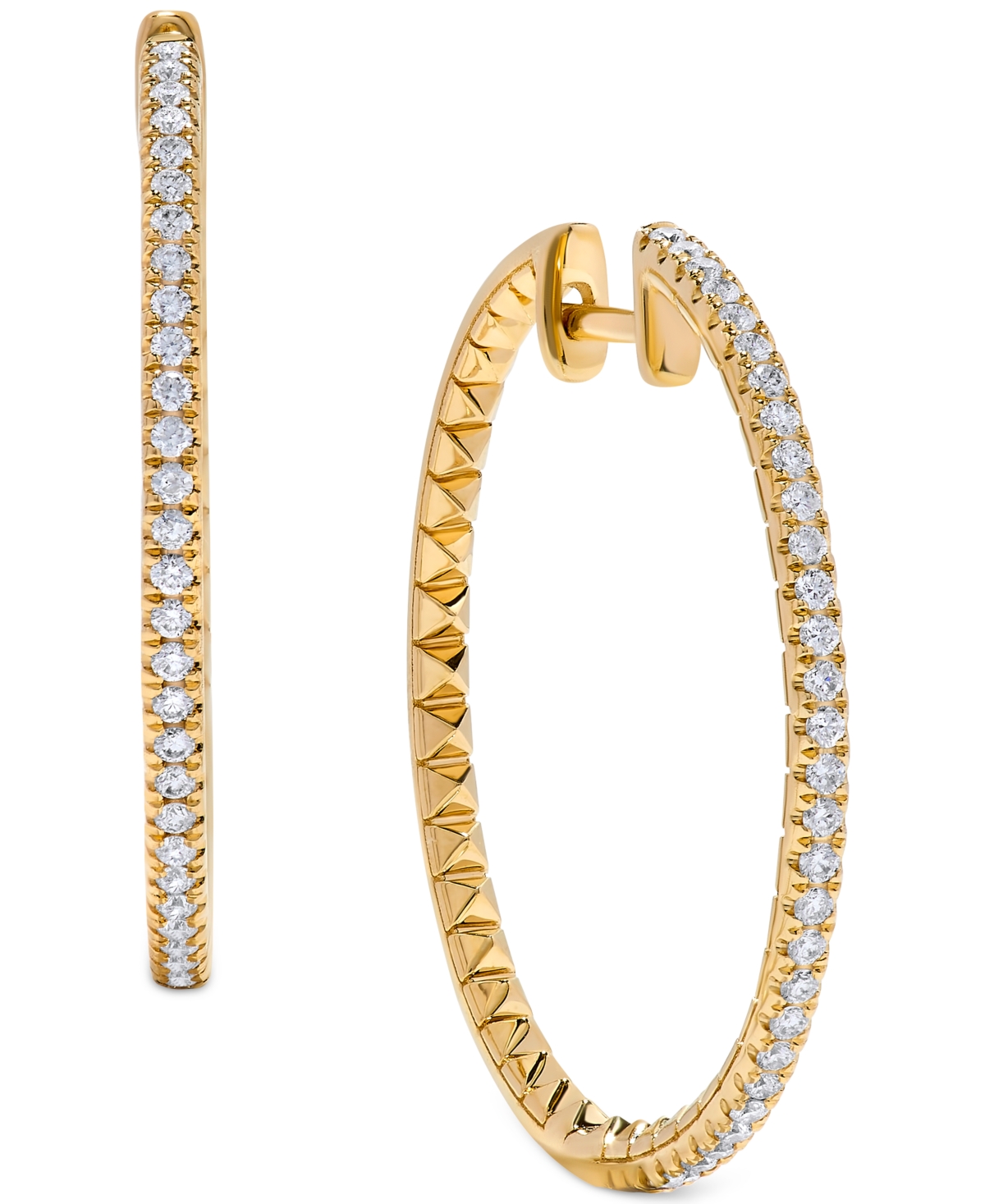 Click here for Diamond Skinny Hoop Earrings (1/2 ct. t.w.) in 14k... prices