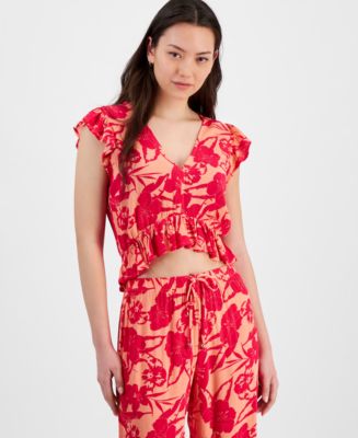 Miken Juniors' Printed Ruffled Cover-Up Top, Exclusively at Macy's - Macy's