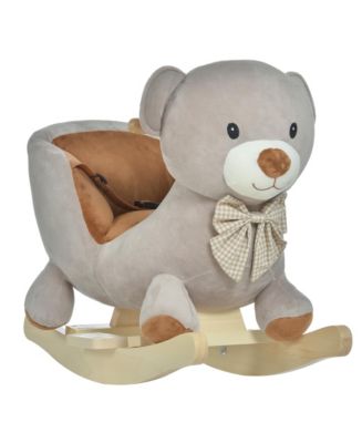Qaba Baby Rocking Horse, Plush Animal Rocker w/ Realistic Sound, Pedals ...