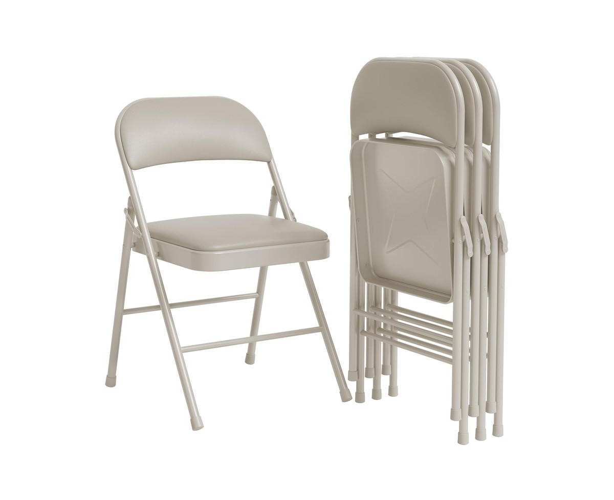 Click here for 4 Pack Beige Folding Chairs With Padded Cushion an... prices