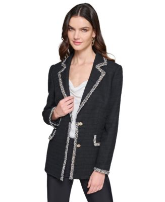 KARL LAGERFELD PARIS Women's Core Tweed-Trim Jacket - Macy's
